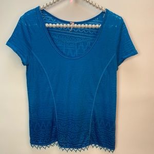Free People | Tops | Free People Blue Hombre Beaded Edge Top Sz Xs ...